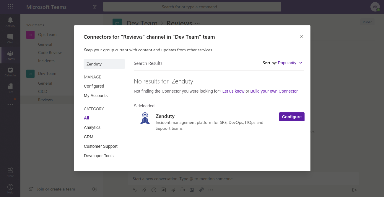 Microsoft Teams Integration | Zenduty Docs